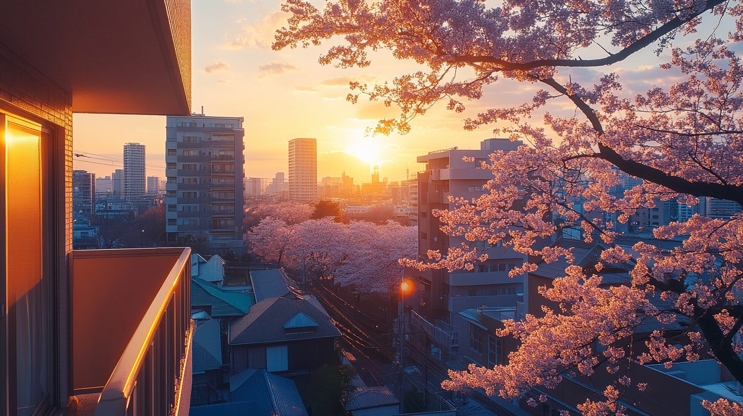Balcony View of the Suburbs in Japan