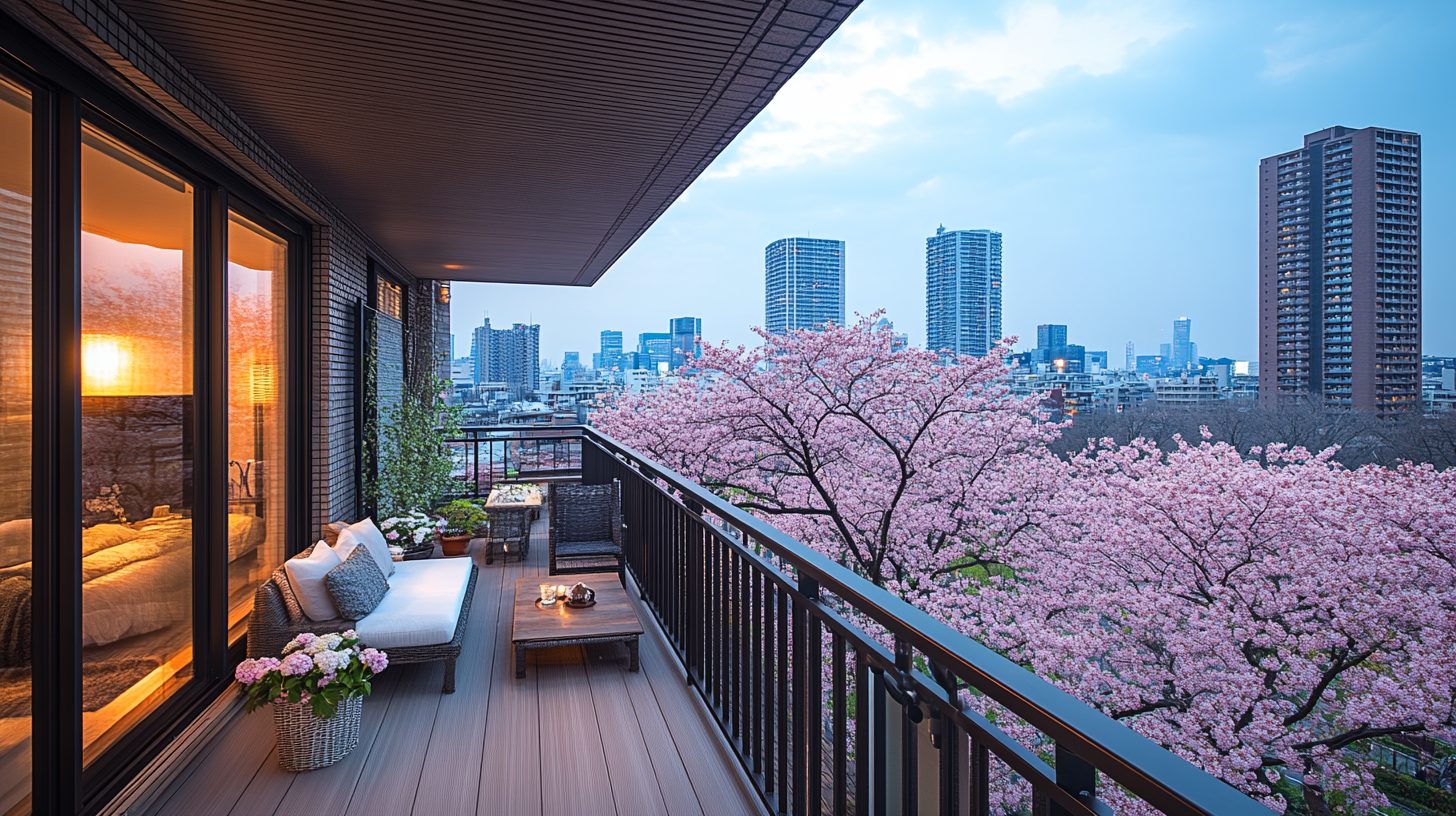 Balcony View of the Suburbs in Japan