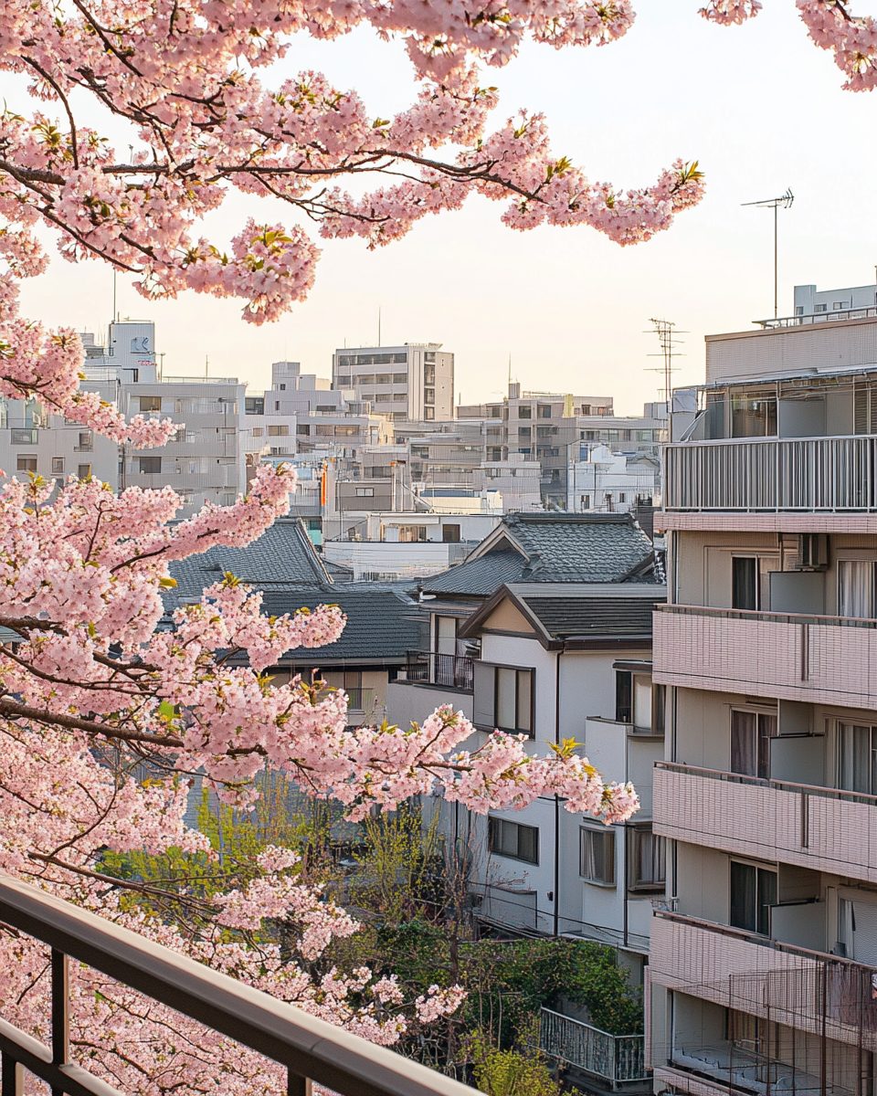 Balcony View of the Suburbs in Japan