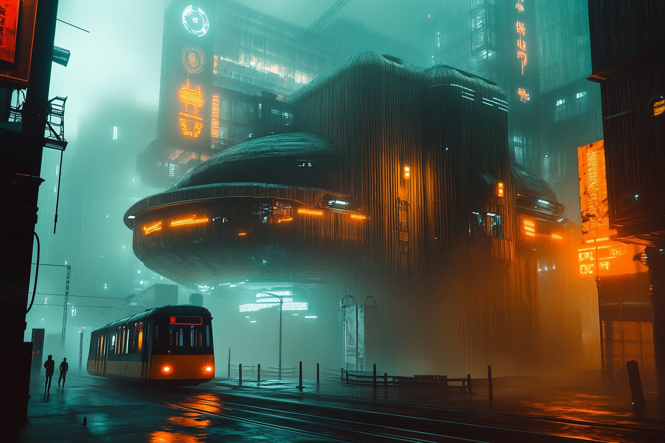 Futuristic Cityscapes with Wood Accents