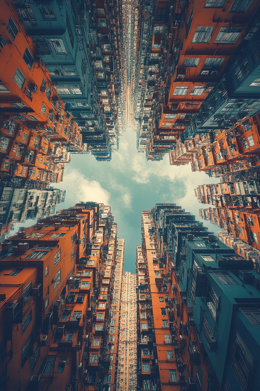Huge Apartment Buildings of Hong Kong City