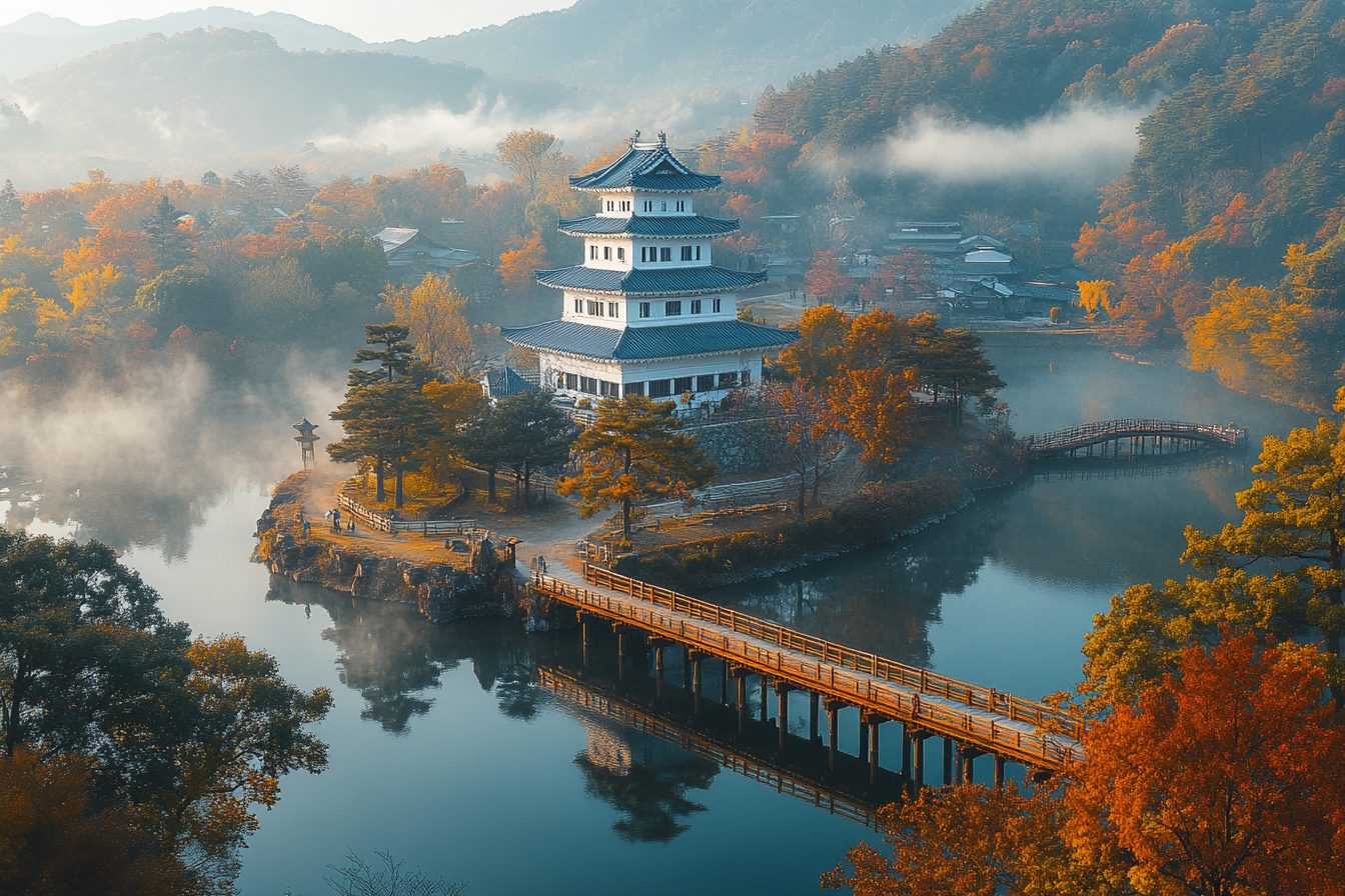 Japanese Castle on an Amazingly Beautiful Landscape