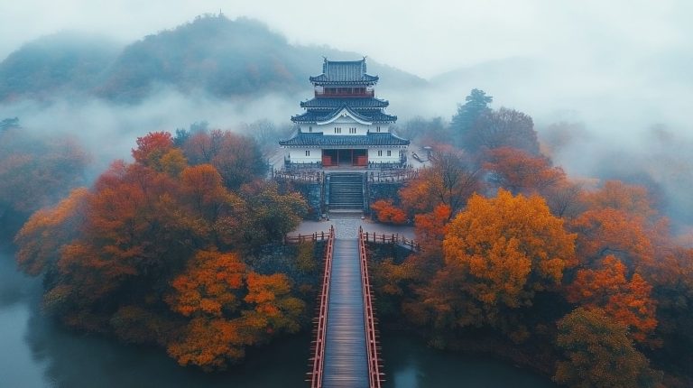 Japanese Castle on an Amazingly Beautiful Landscape