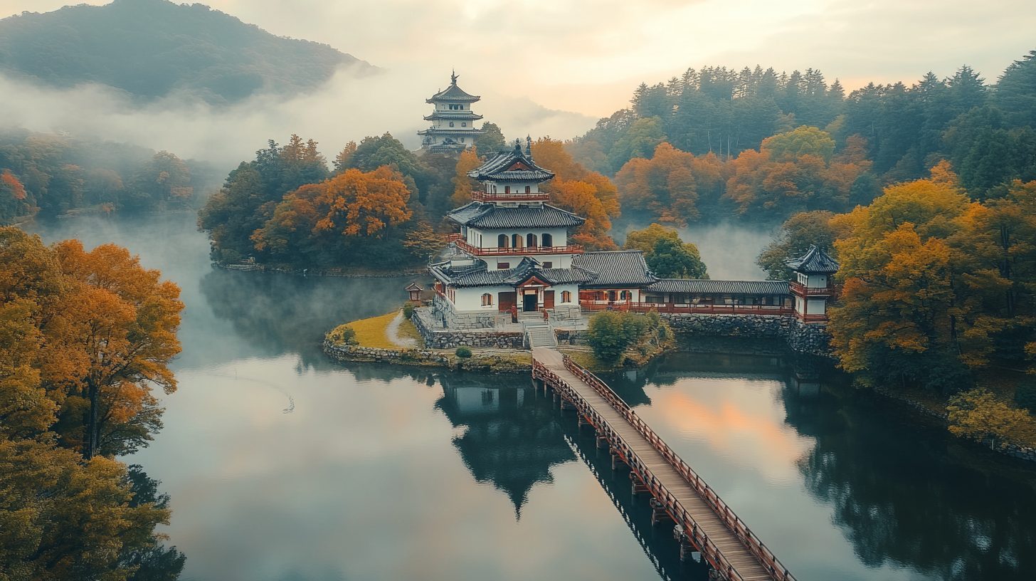 Japanese Castle on an Amazingly Beautiful Landscape