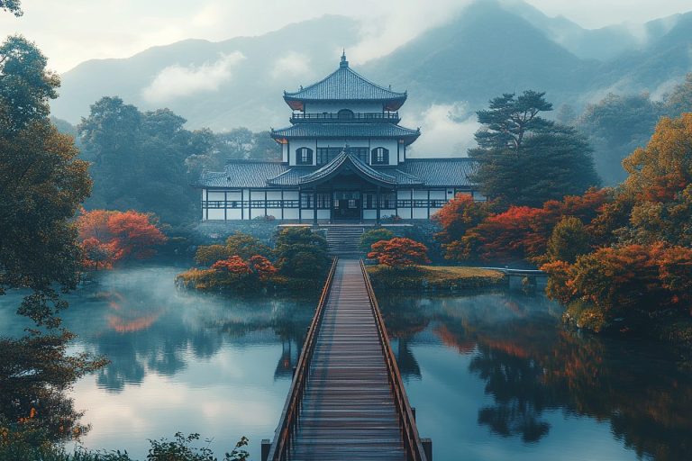 Japanese Castle on an Amazingly Beautiful Landscape