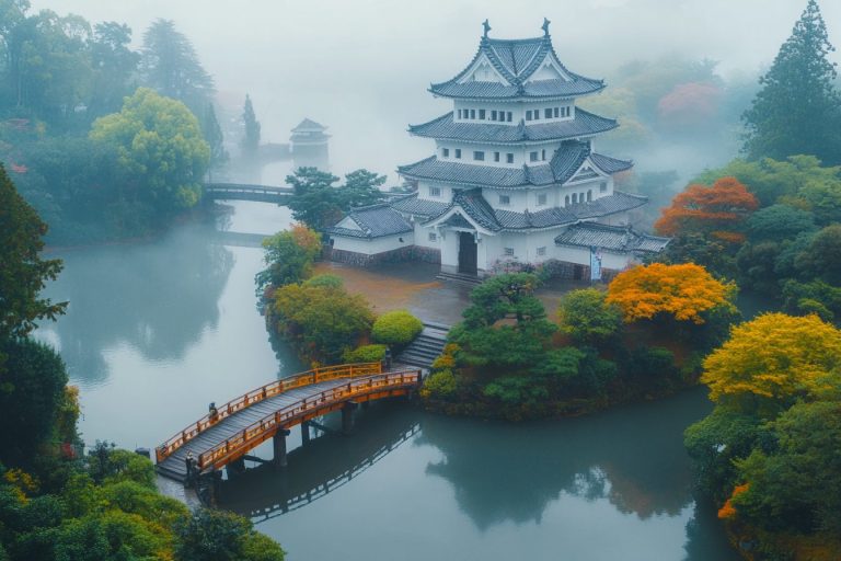 Japanese Castle on an Amazingly Beautiful Landscape