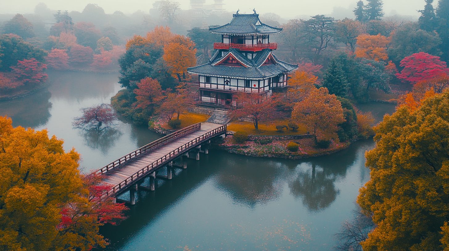Japanese Castle on an Amazingly Beautiful Landscape