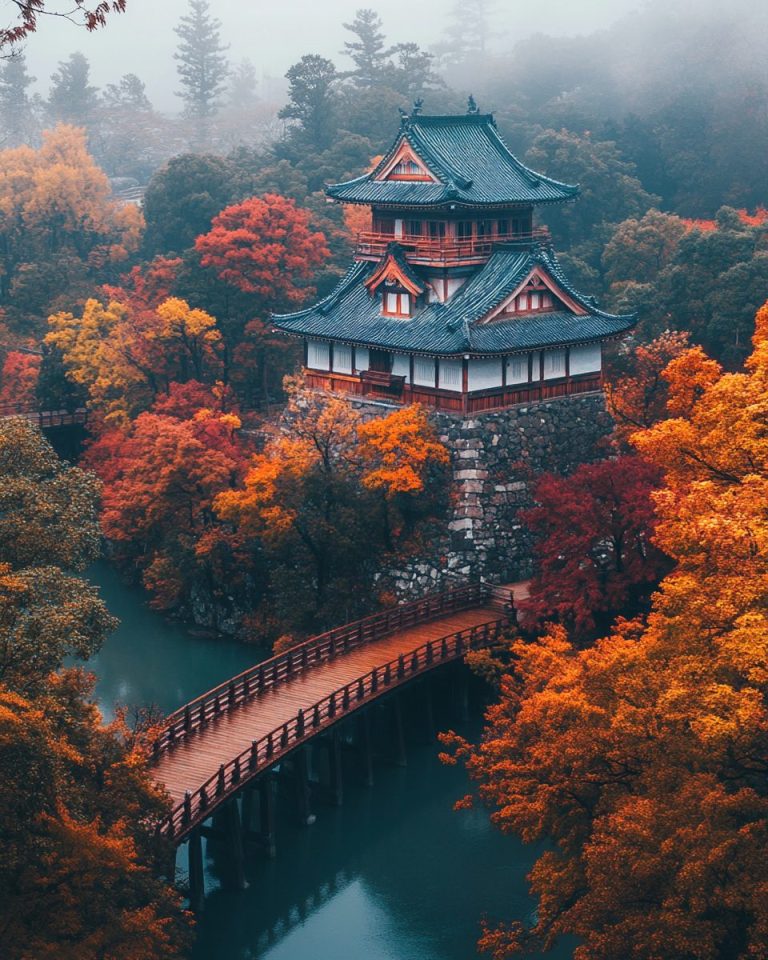 Japanese Castle on an Amazingly Beautiful Landscape
