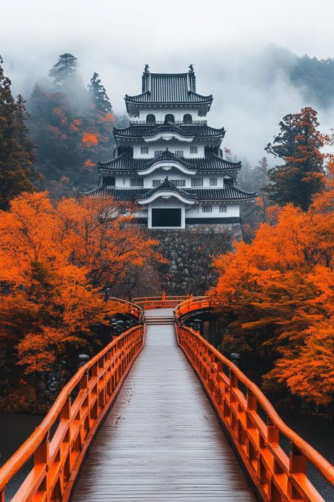 Japanese Castle on an Amazingly Beautiful Landscape