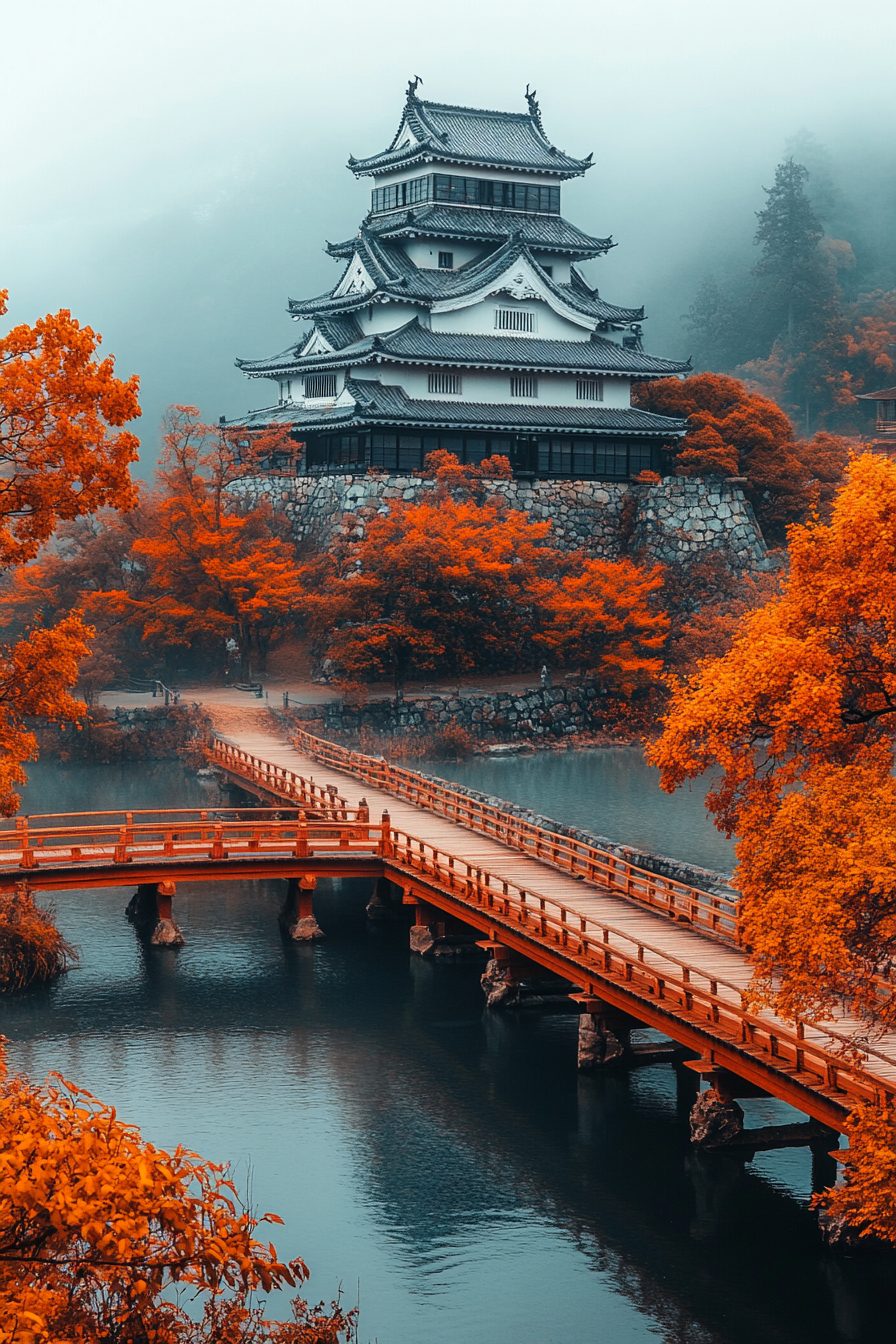Japanese Castle on an Amazingly Beautiful Landscape