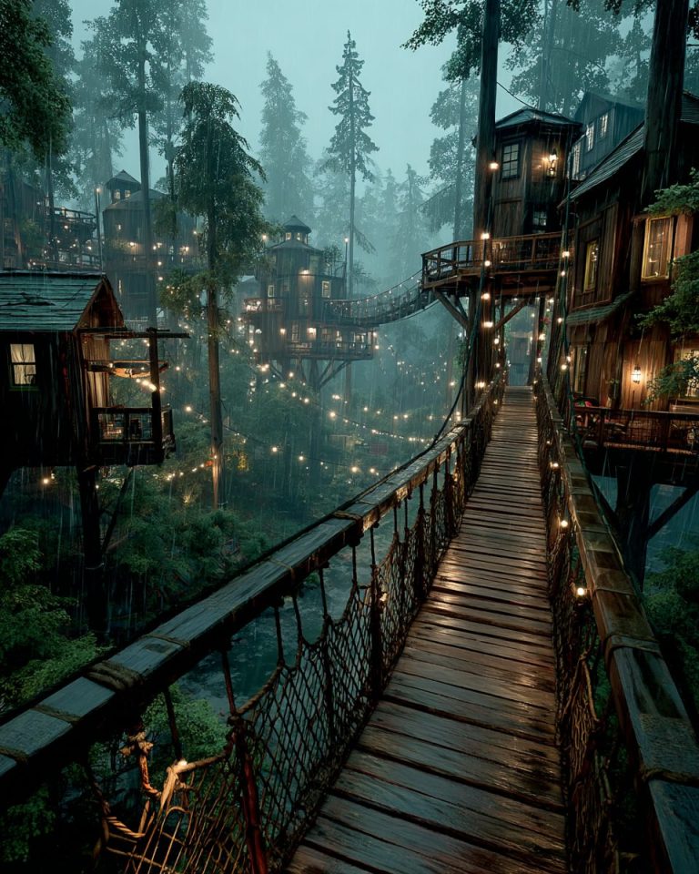 A Small Treehouse Village