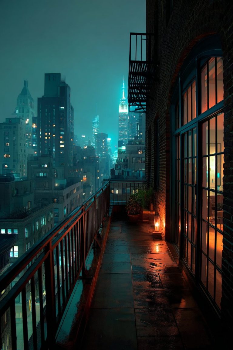 Apartment Balcony with a New York Cityscape View