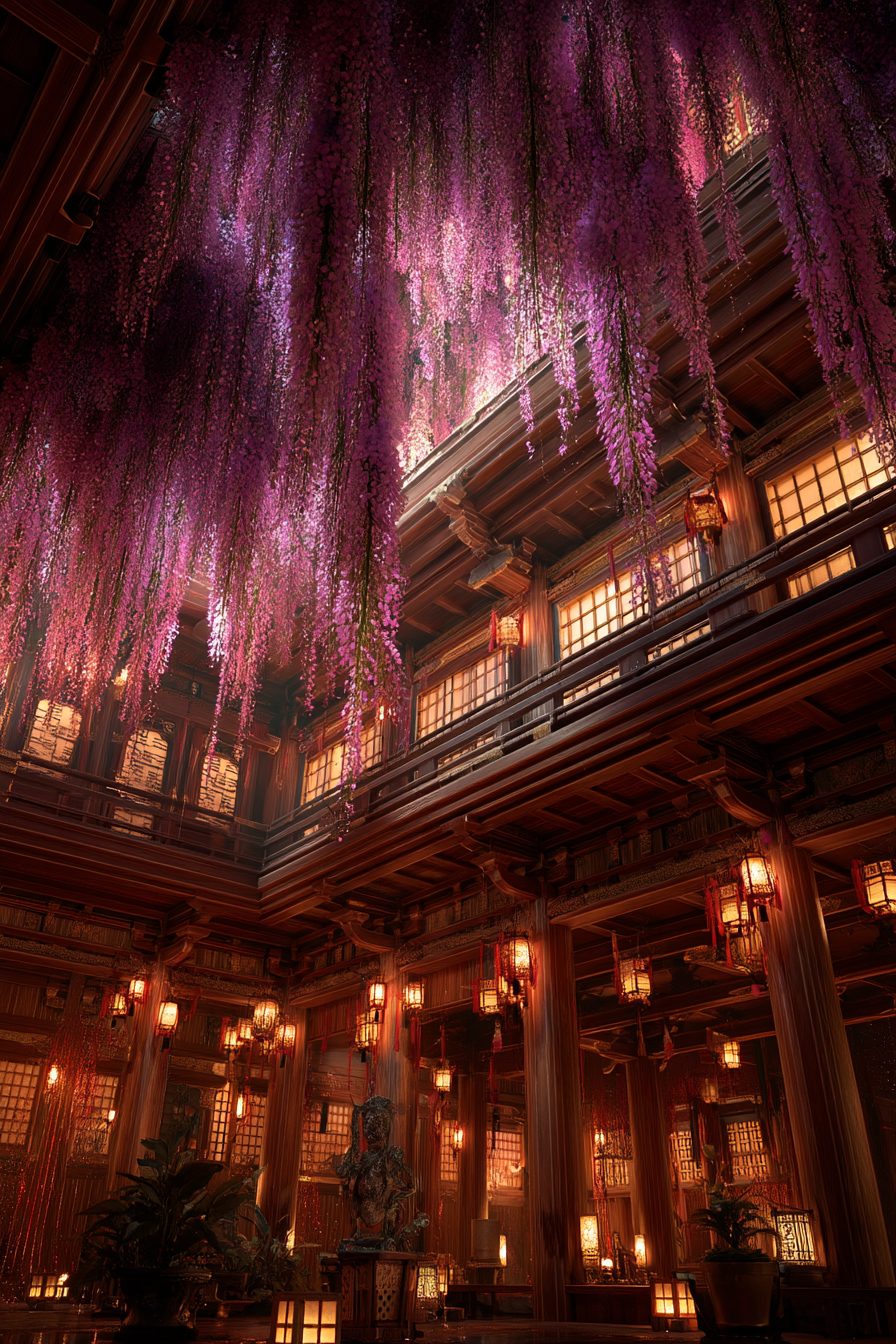 Building Interiors with Beautiful Wisteria Flowers