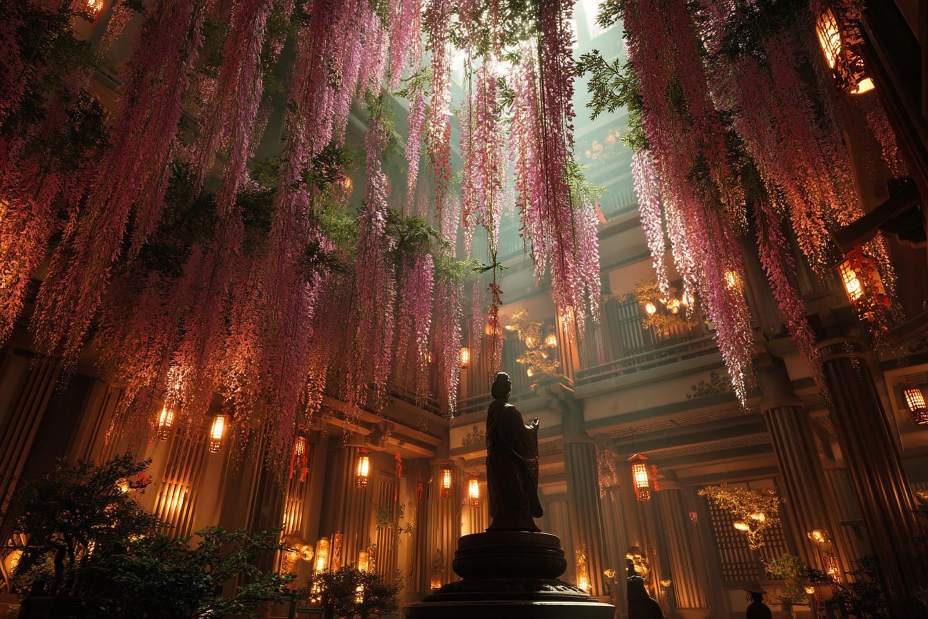 Building Interiors with Beautiful Wisteria Flowers