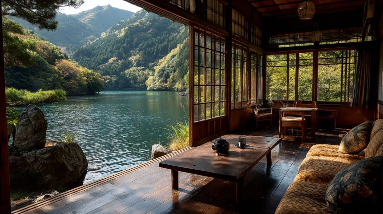 Traditional Japanese Houses with an Amazing Lake View