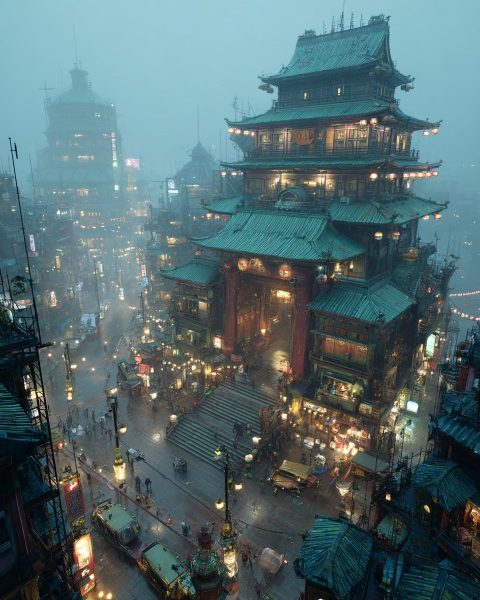 Chinese Temples with a Touch of Steampunk Vibes