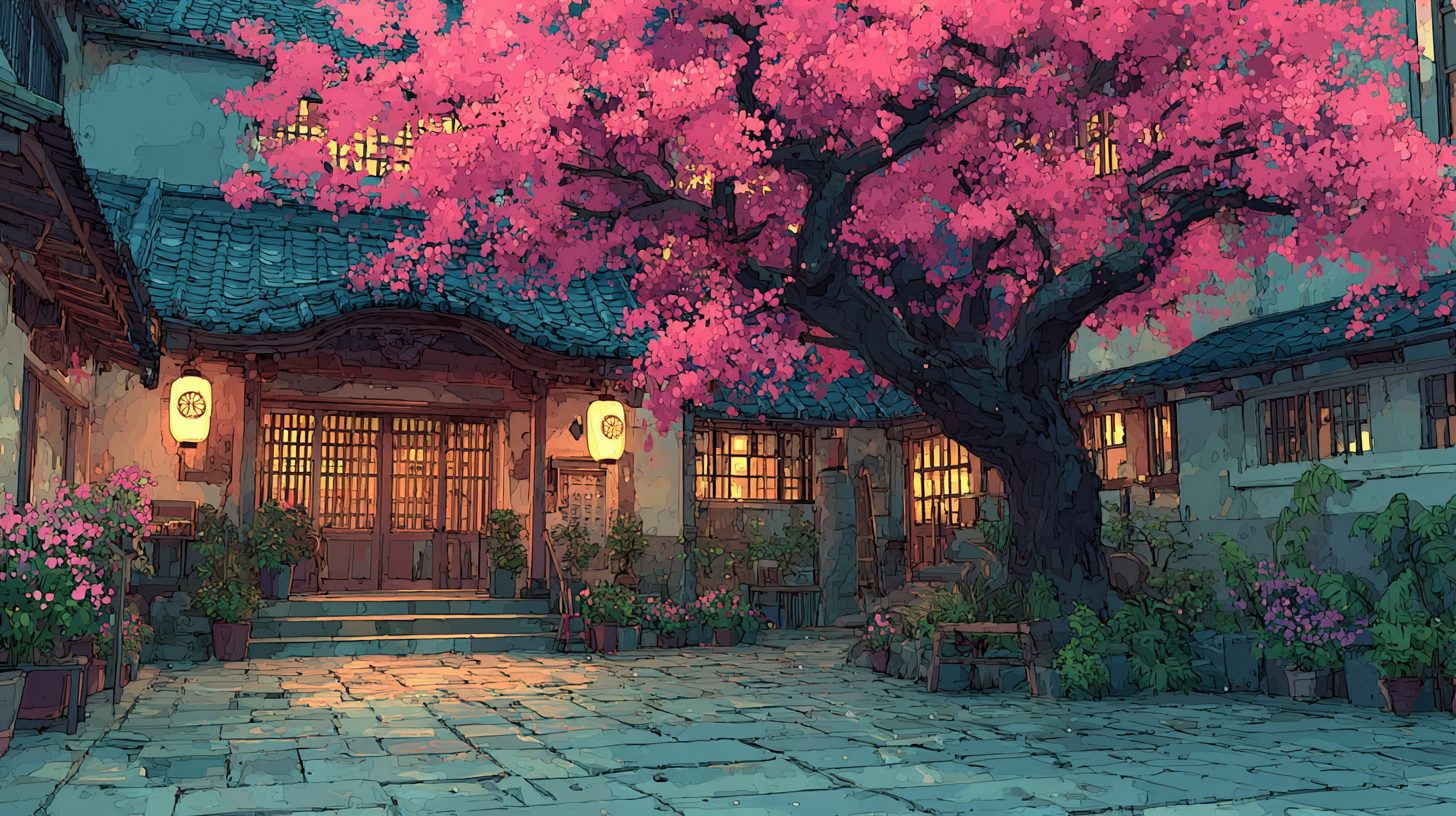 Beautiful Courtyard Gardens – Anime-Style