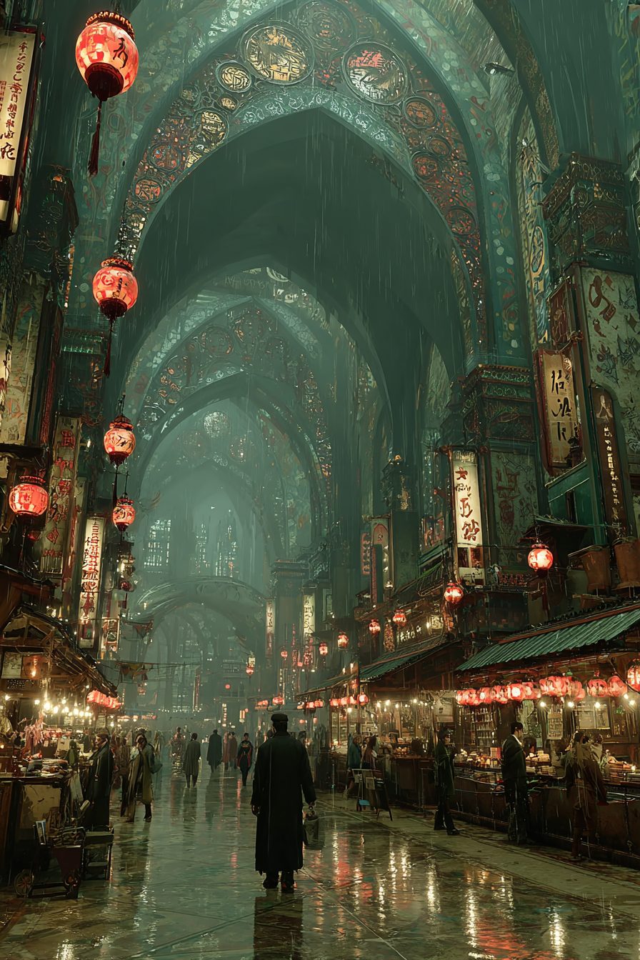 Gothic Japanese-Style Mall Interior
