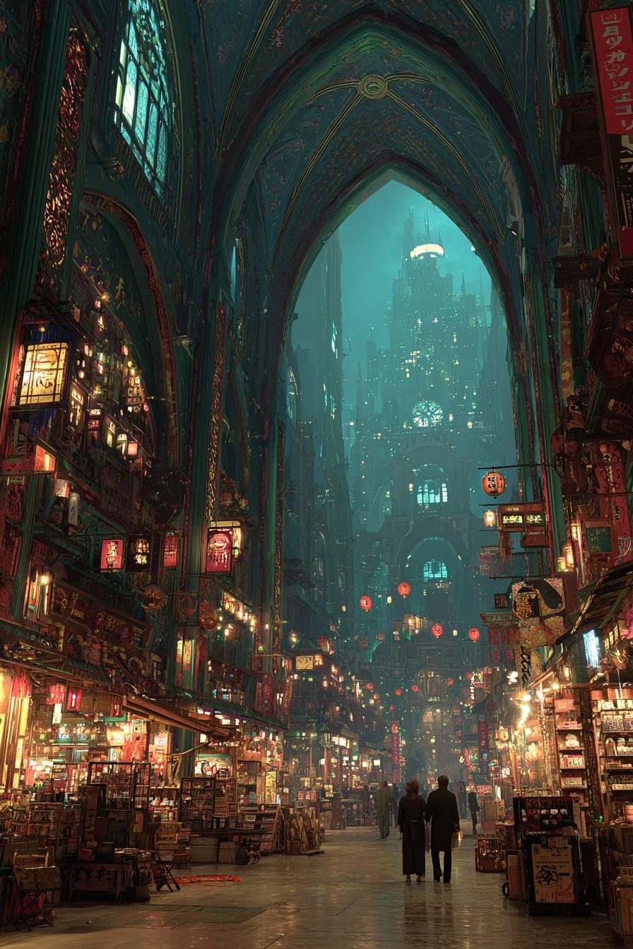 Gothic Japanese-Style Mall Interior