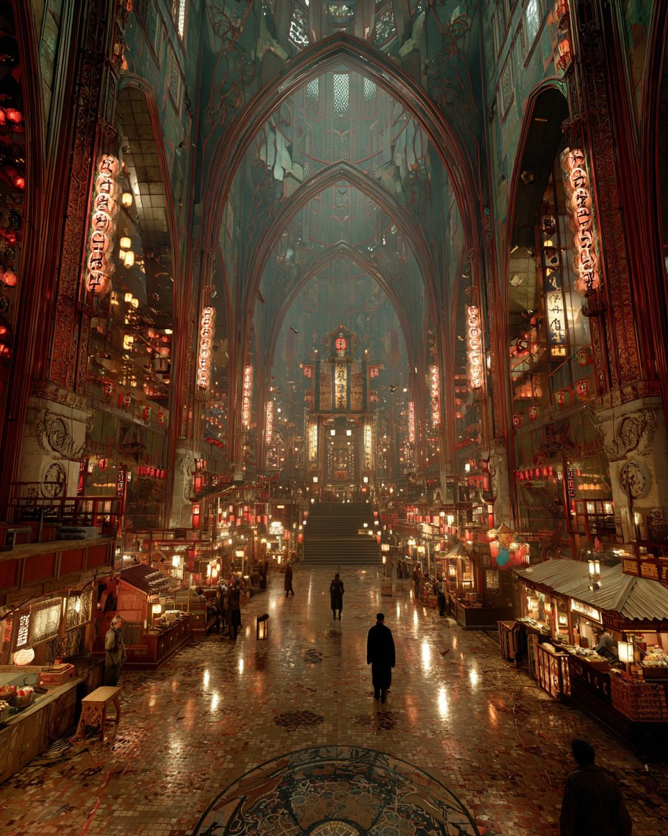 Gothic Japanese-Style Mall Interior