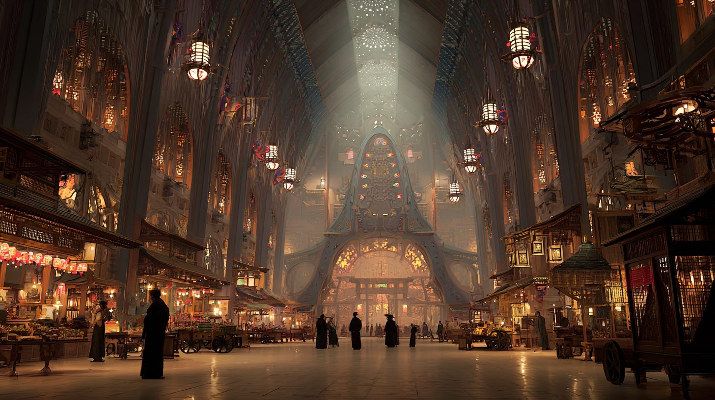 Gothic Japanese-Style Mall Interior
