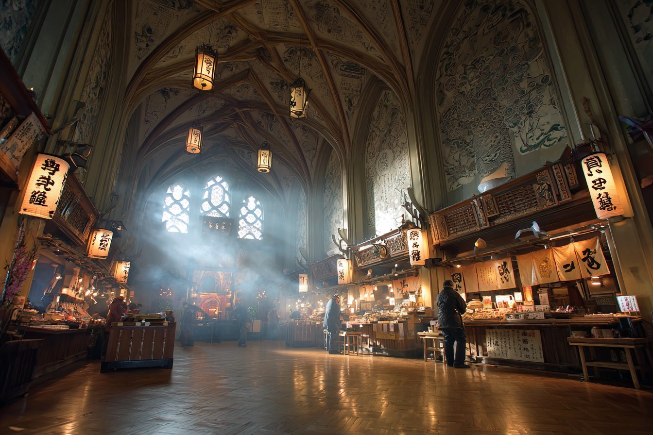 Gothic Japanese-Style Mall Interior