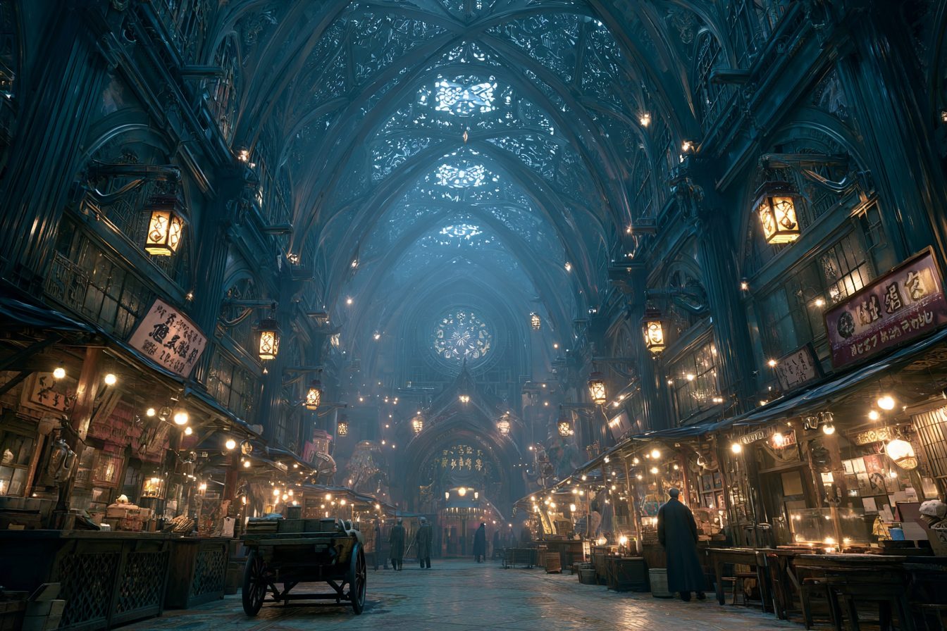 Gothic Japanese-Style Mall Interior