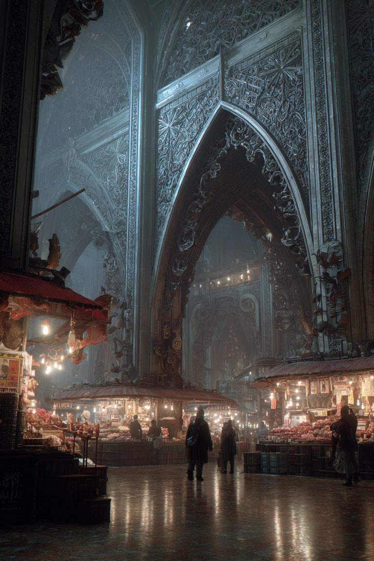 Gothic Japanese-Style Mall Interior