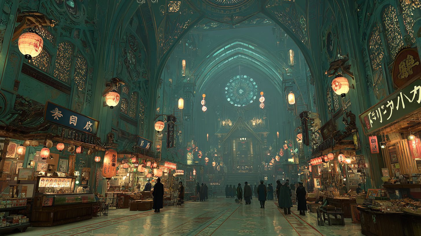 Gothic Japanese-Style Mall Interior