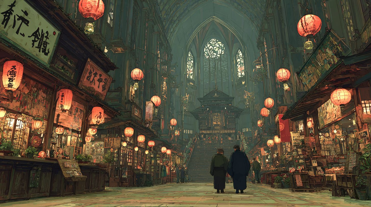 Gothic Japanese-Style Mall Interior