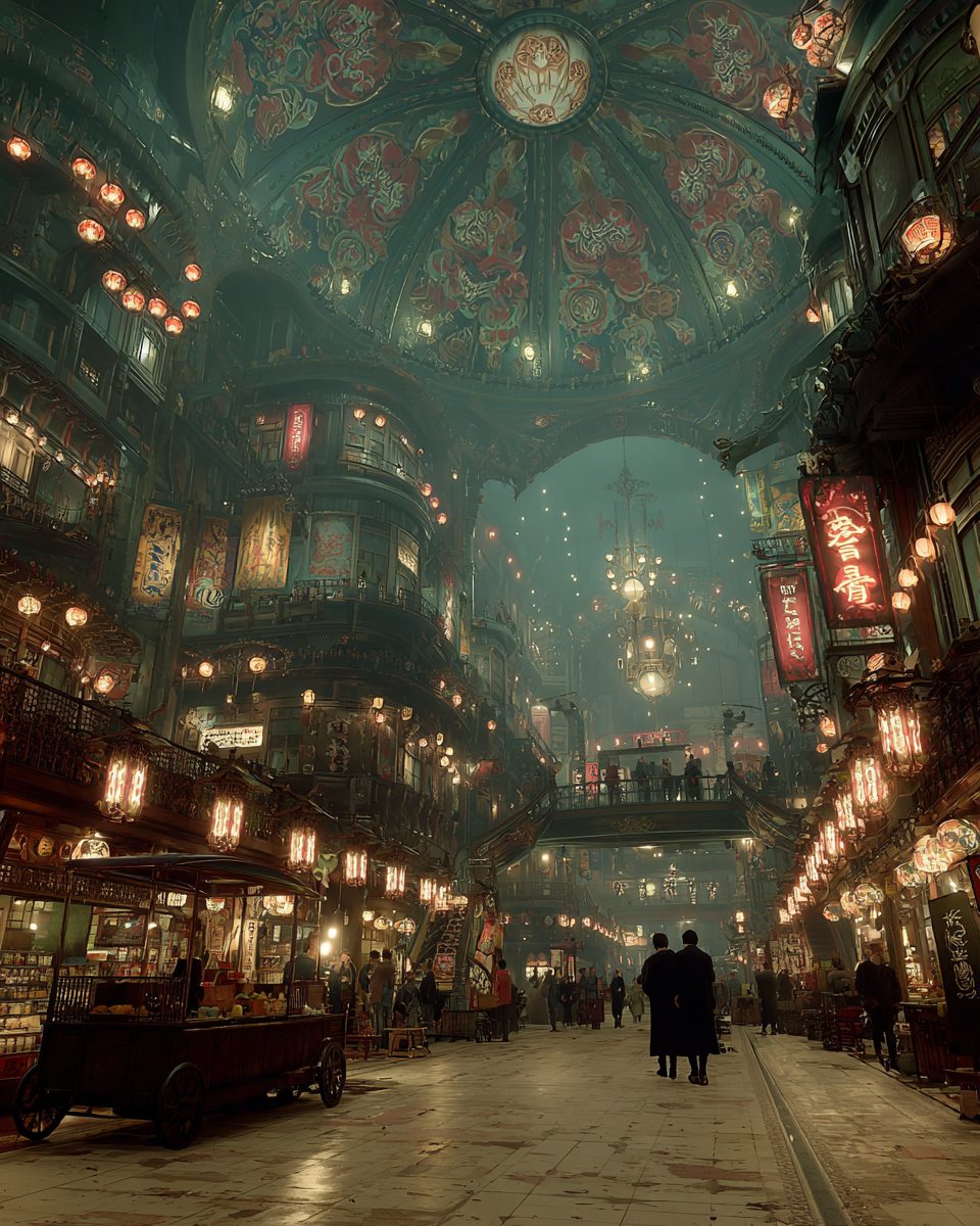 Gothic Japanese-Style Mall Interior