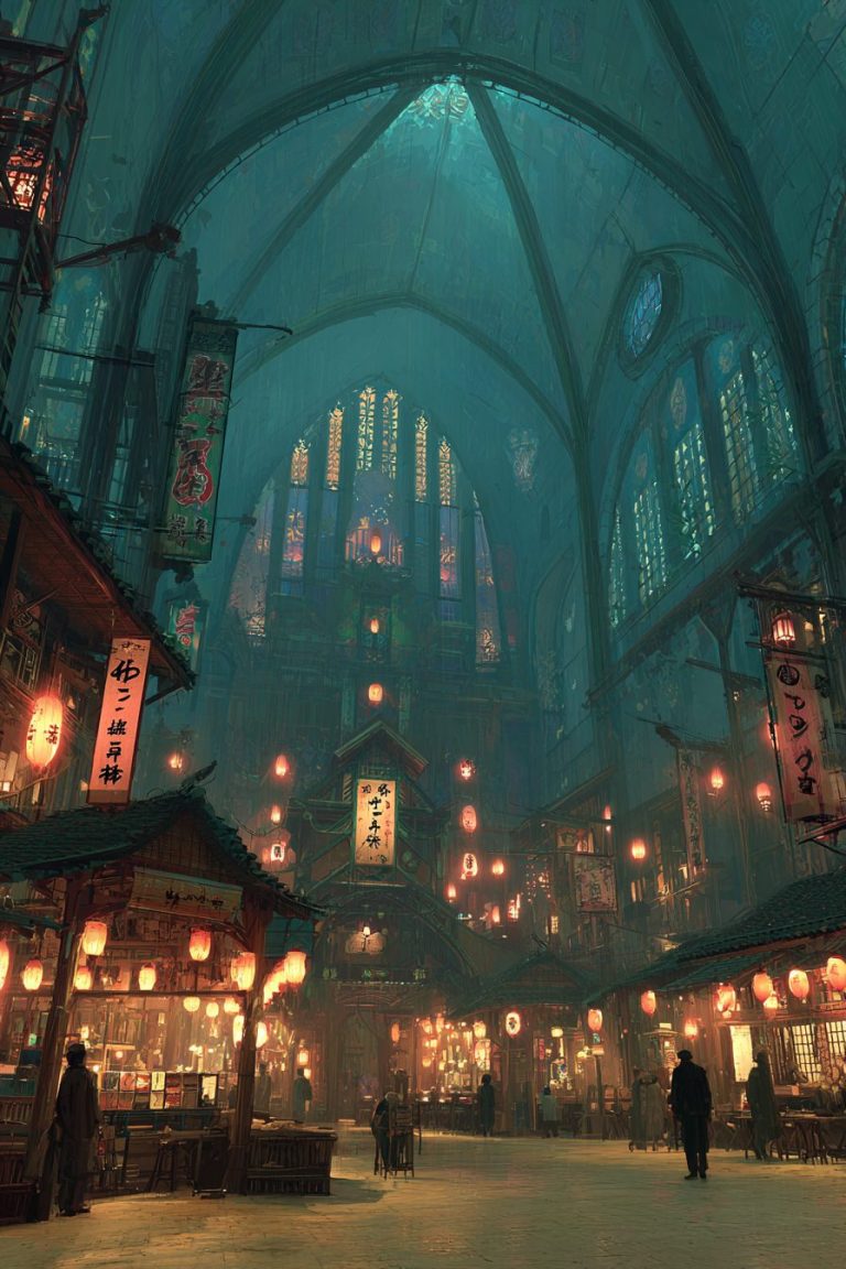 Gothic Japanese-Style Mall Interior