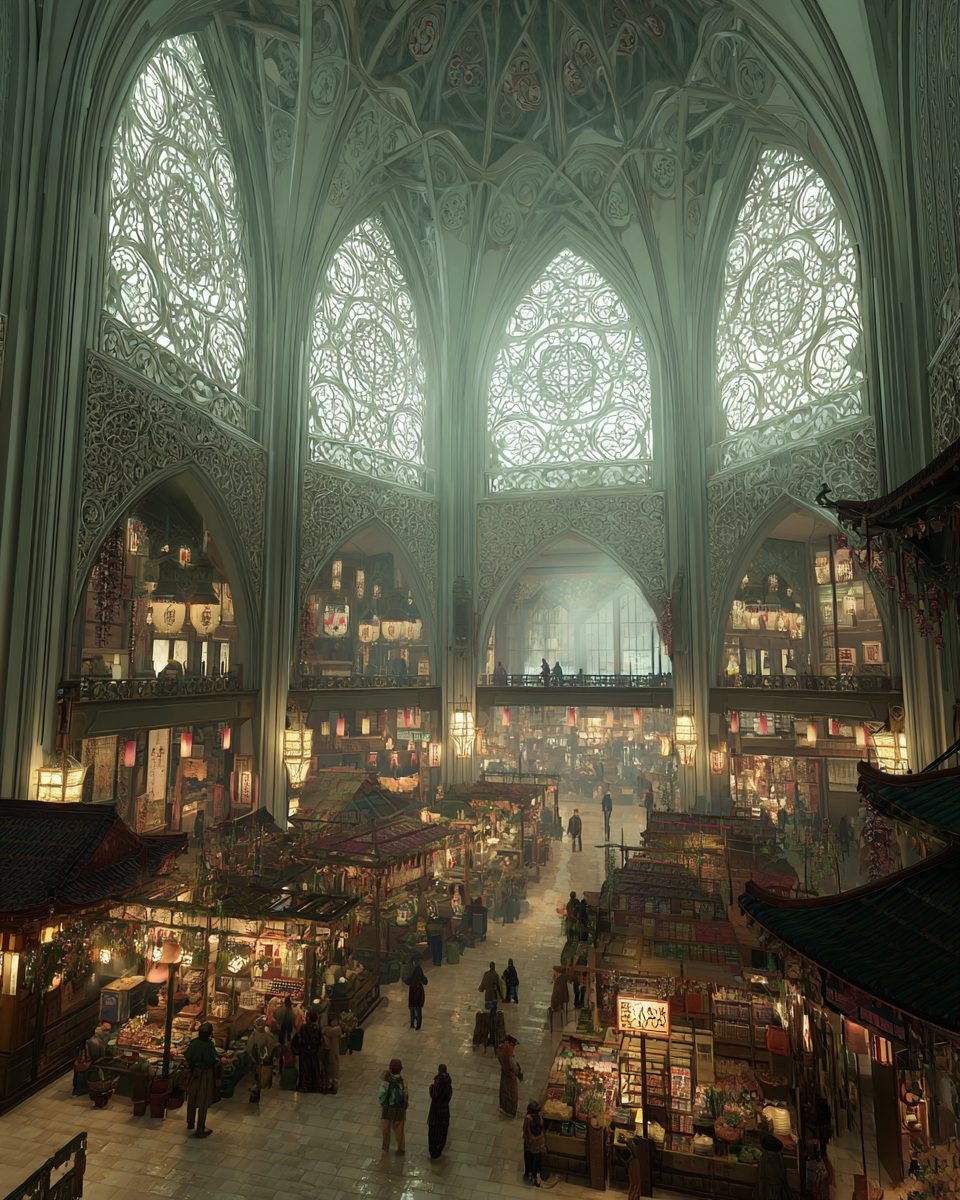 Gothic Japanese-Style Mall Interior