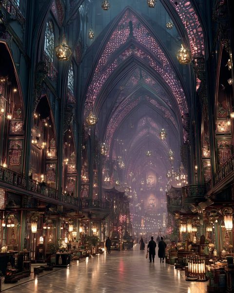 Gothic Japanese-Style Mall Interior
