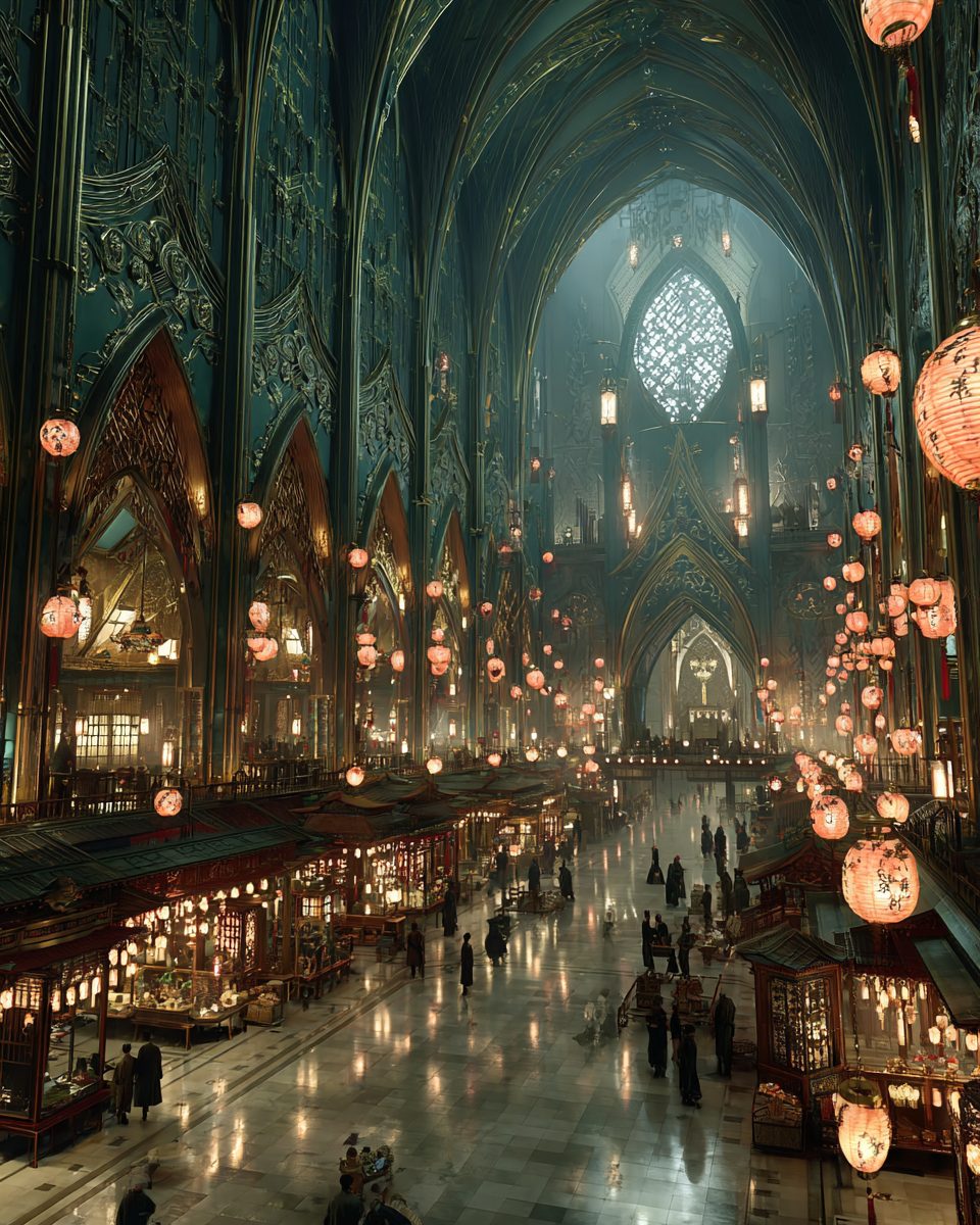 Gothic Japanese-Style Mall Interior