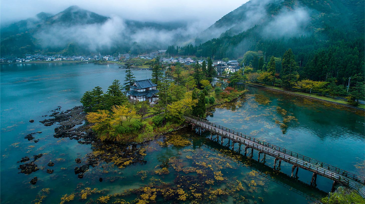 Japanese Lake Temple Islands