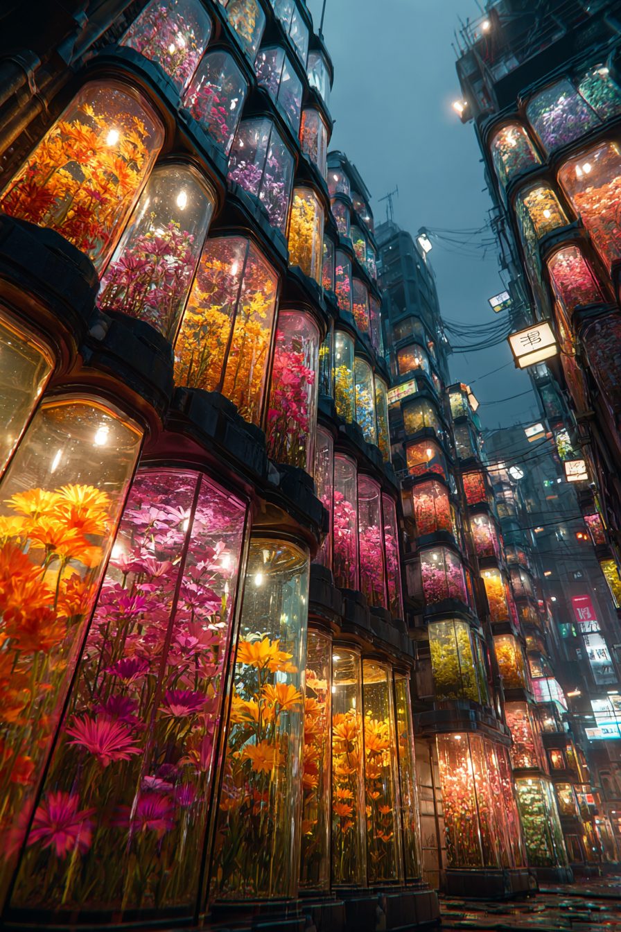 Rare Flowers Glass Displays in the City