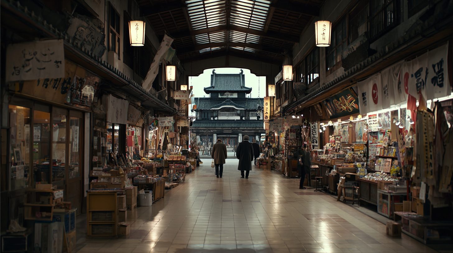 Shops near a Traditional Japanese Castle