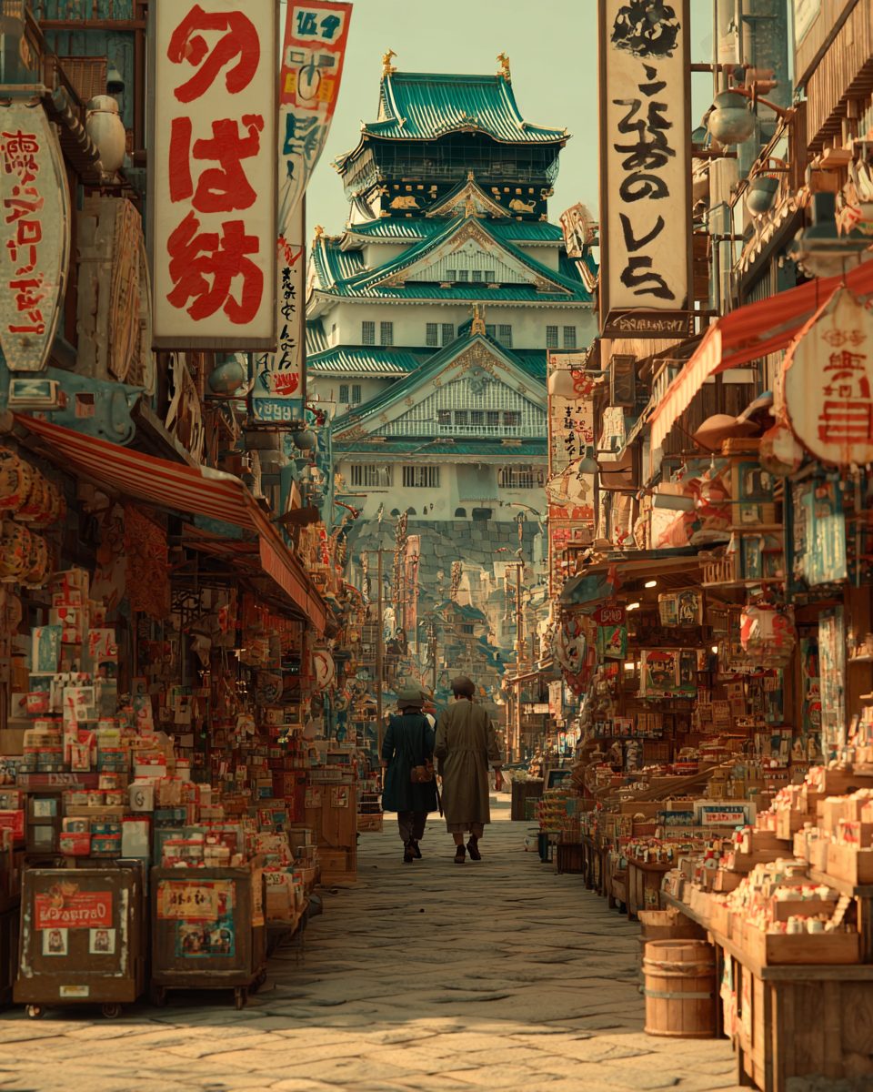 Shops near a Traditional Japanese Castle