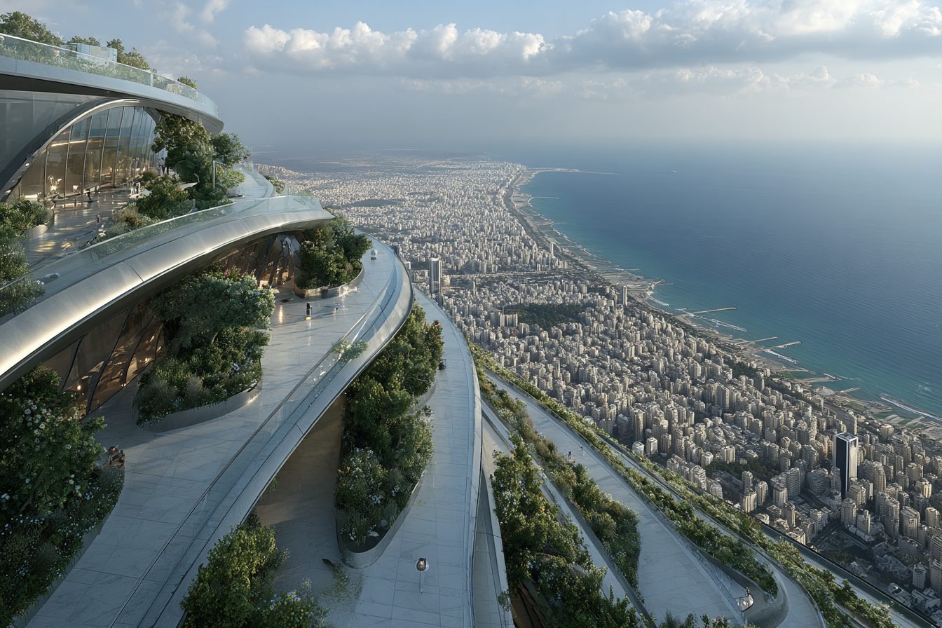 Skyscraper Rooftop with a Seafront View