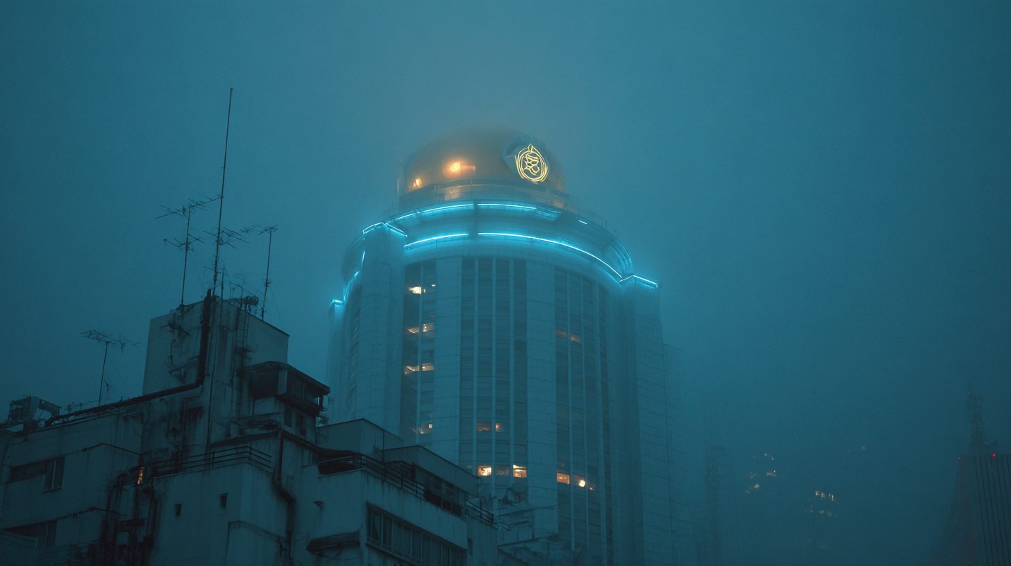 Skyscrapers with Neon-lit Rooftop Designs