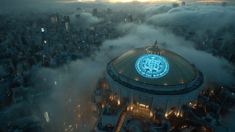 Skyscrapers with Neon-lit Rooftop Designs