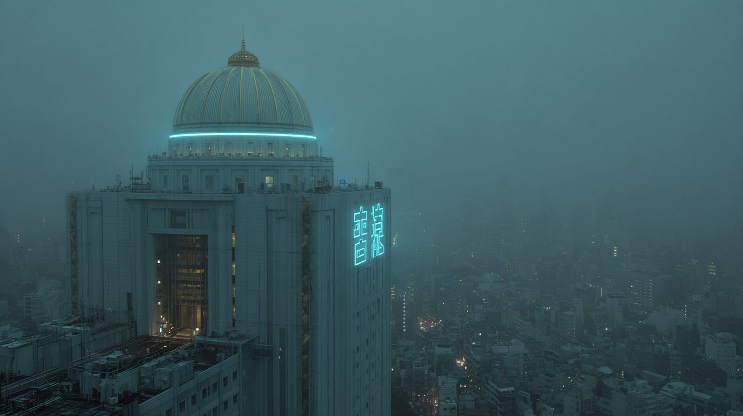 Skyscrapers with Neon-lit Rooftop Designs