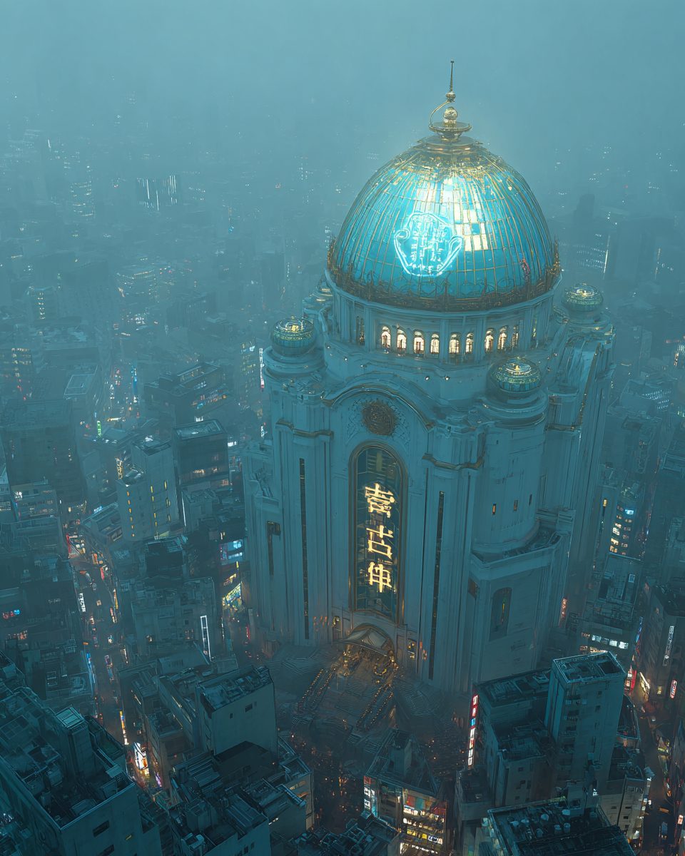 Skyscrapers with Neon-lit Rooftop Designs