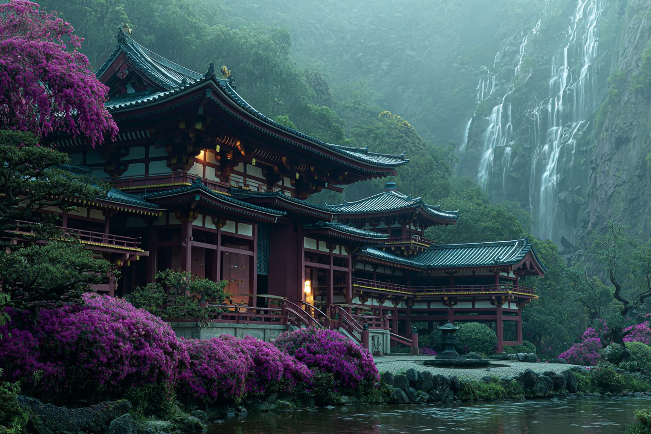 Japanese Temples surrounded by Majestic Nature