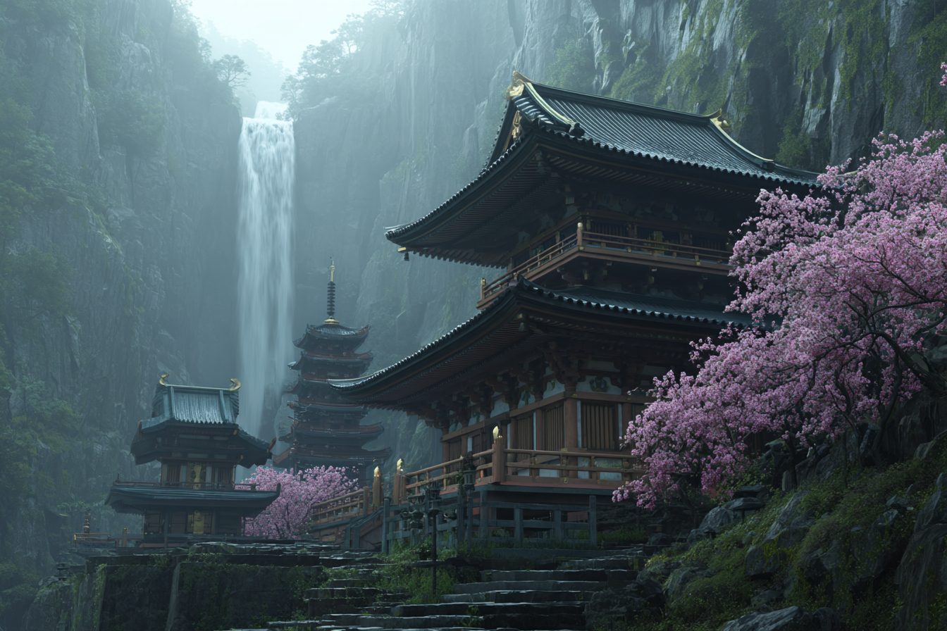 Japanese Temples surrounded by Majestic Nature