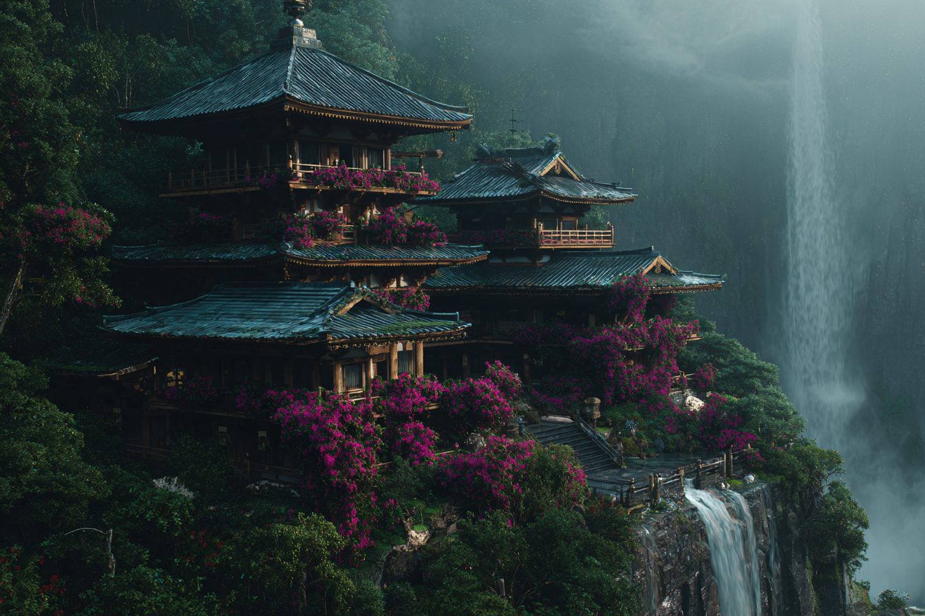 Japanese Temples surrounded by Majestic Nature