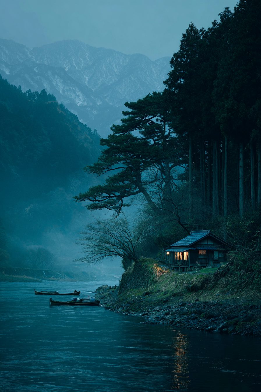 Small Japanese-Style River Houses