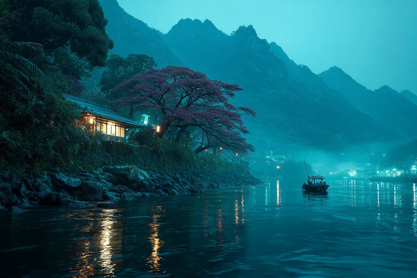 Small Japanese-Style River Houses