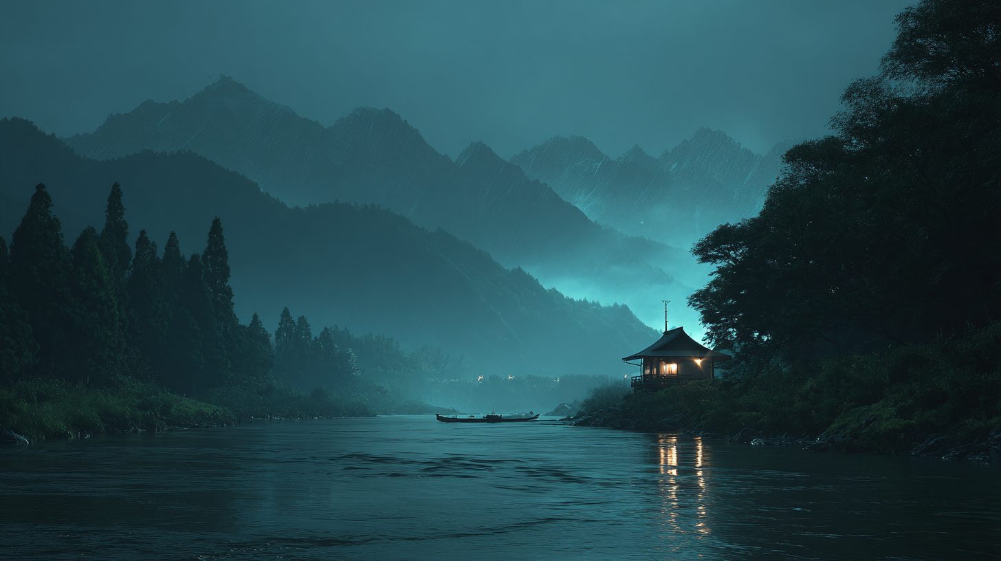 Small Japanese-Style River Houses
